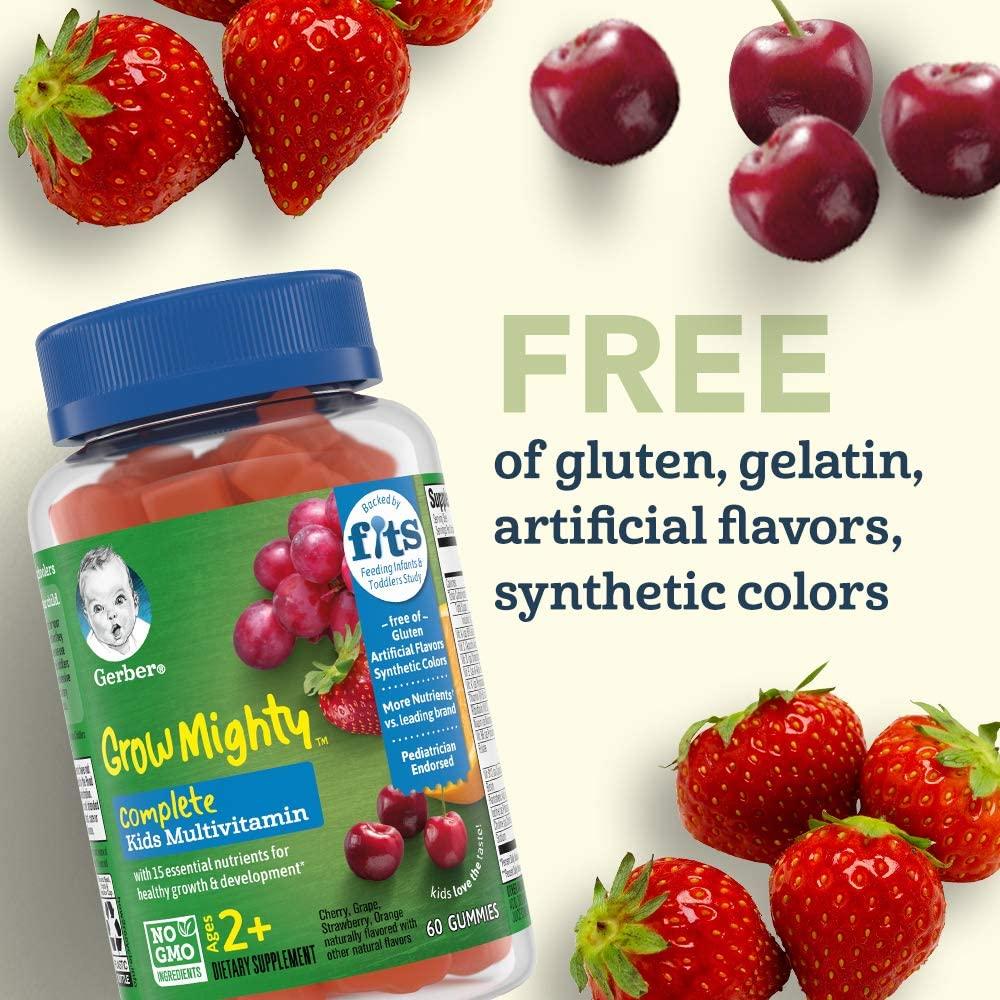 Gerber Grow Mighty Complete Kids Multivitamin Gummies (Ages 2+, 60 ...
