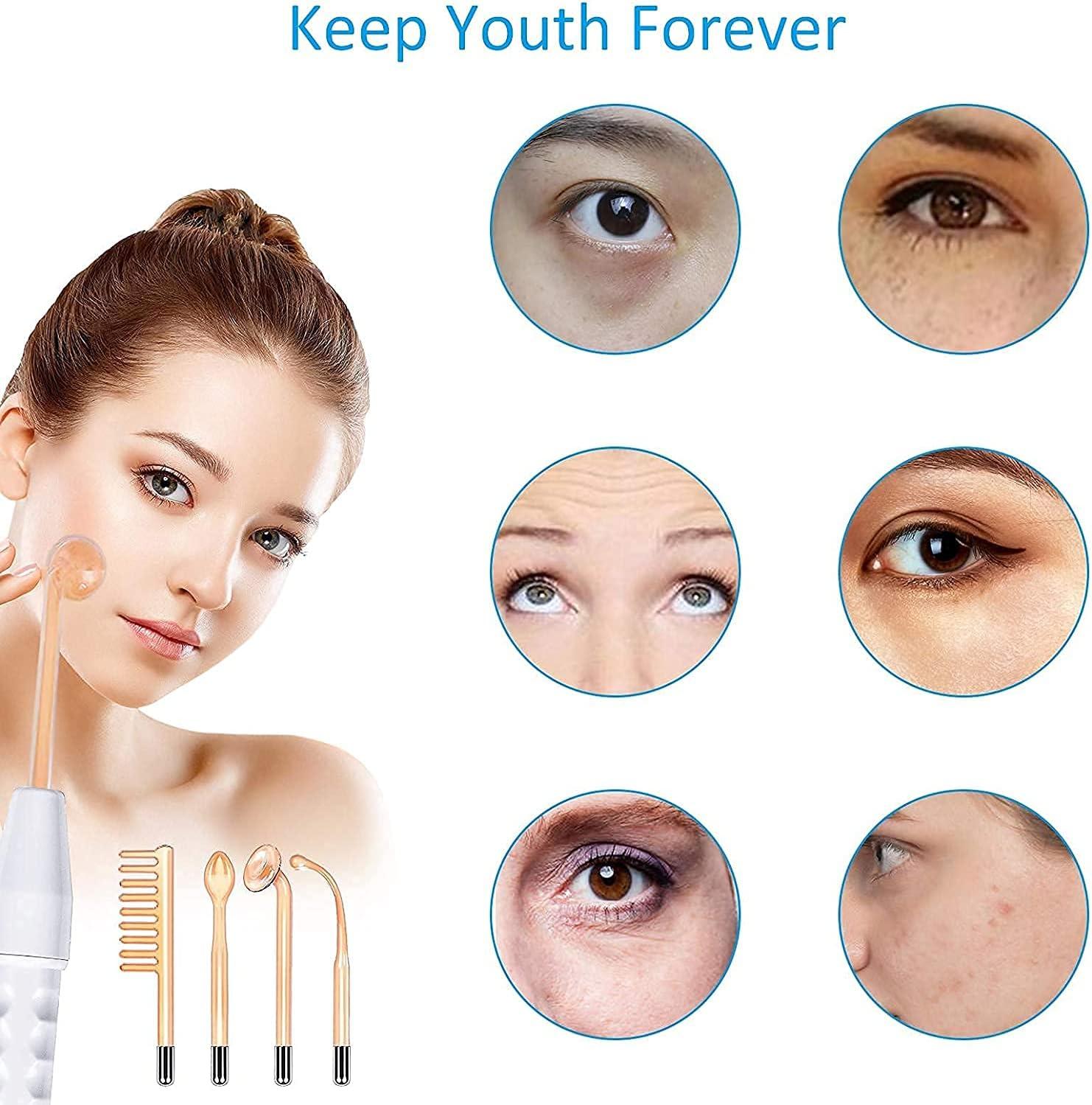 Portable High Frequency Facial Machine with 4 Glass Tubes - Handheld ...