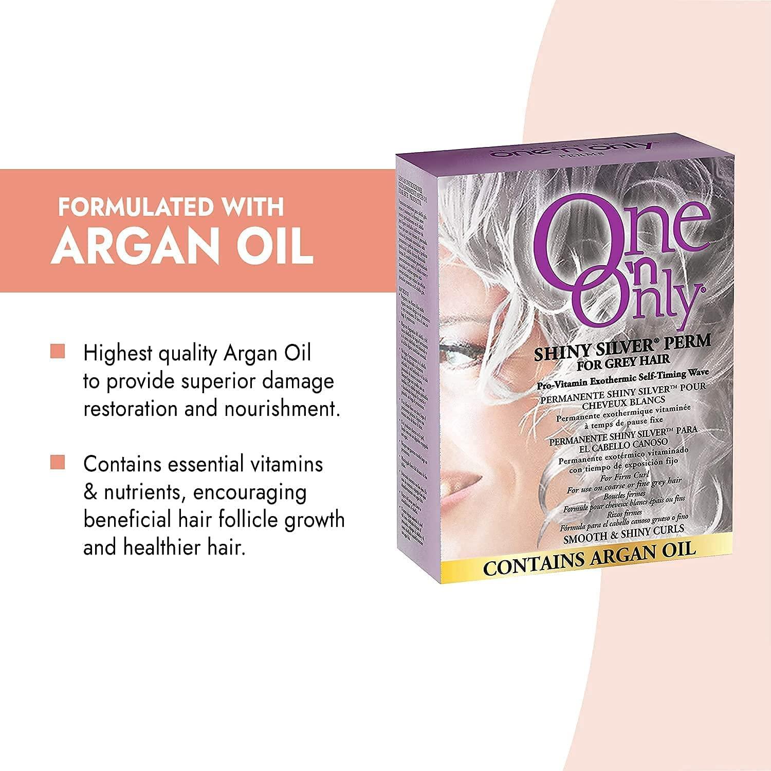 One N Only Shiny Silver Perm With Argan Oil Enhances Natural Gray