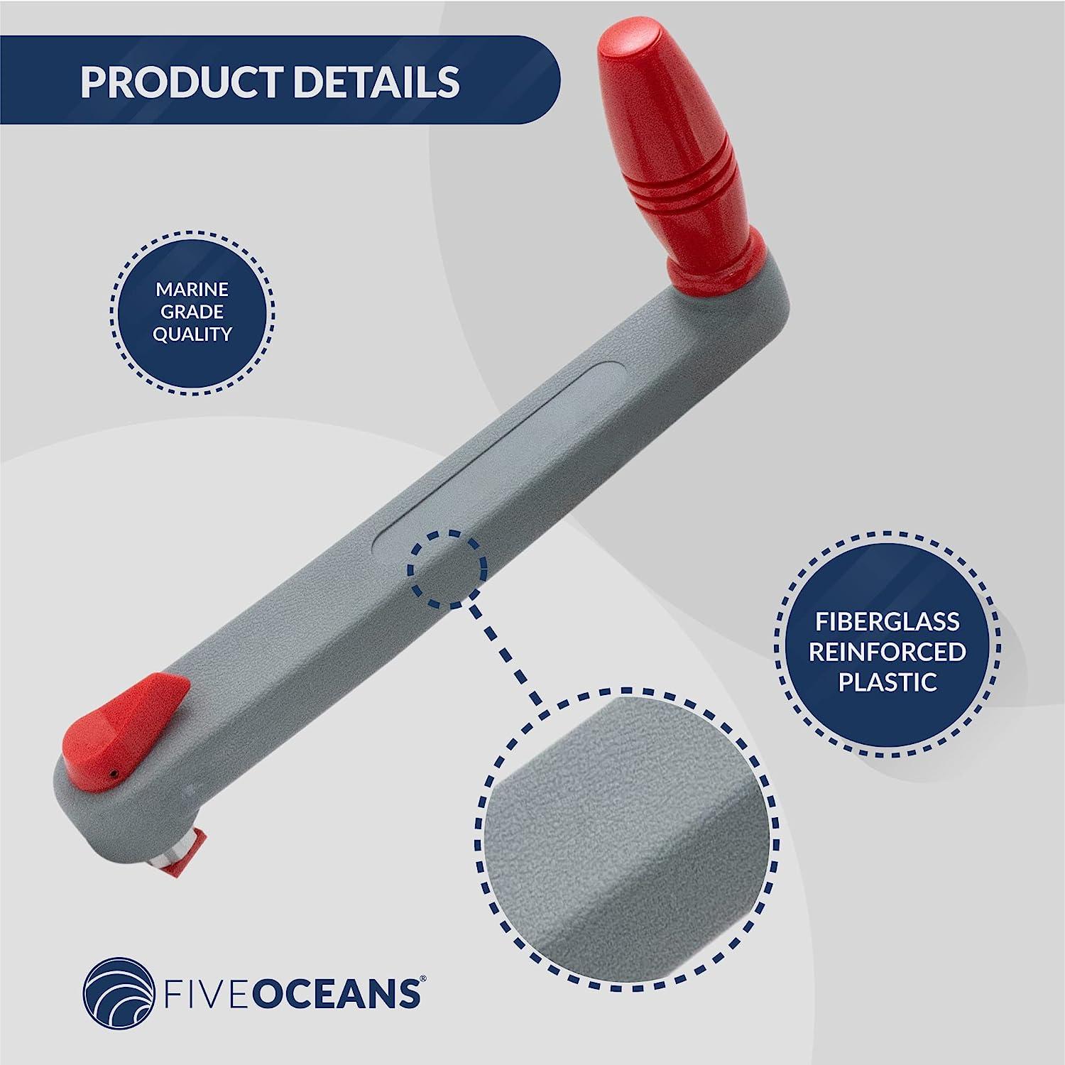 Five Oceans Marine Locking Winch Handle 8-10 & Holder 8 - Grey/Red ...