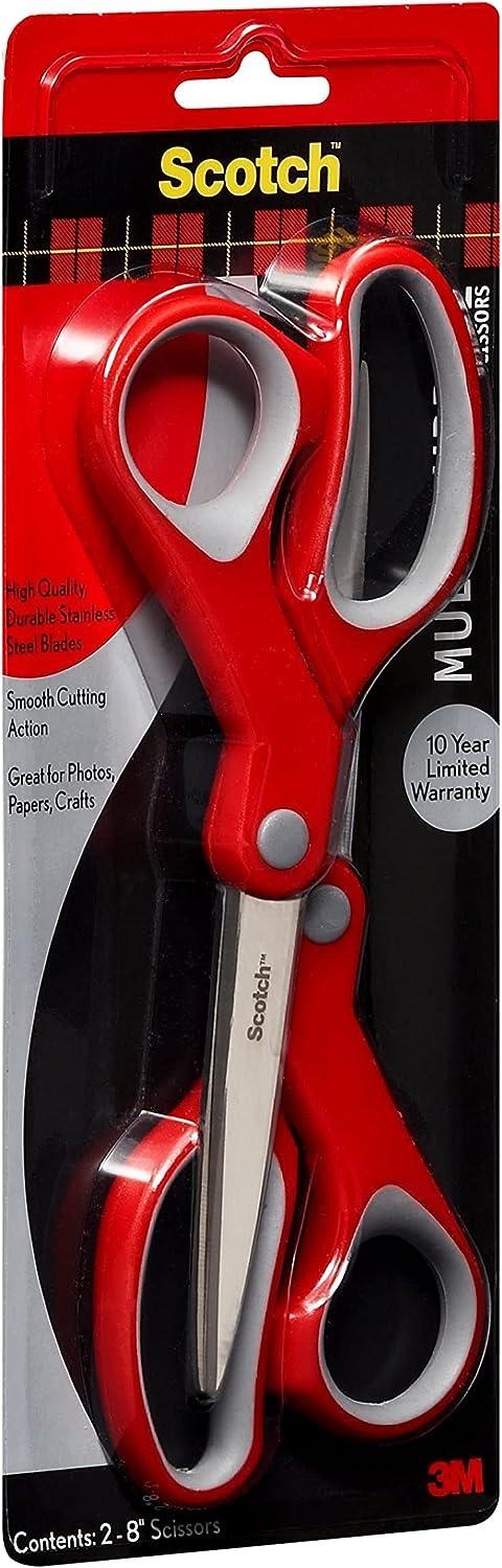 Scotch 8" Multi-Purpose Scissors 2-Pack Great for Everyday Use (1428-2 ...