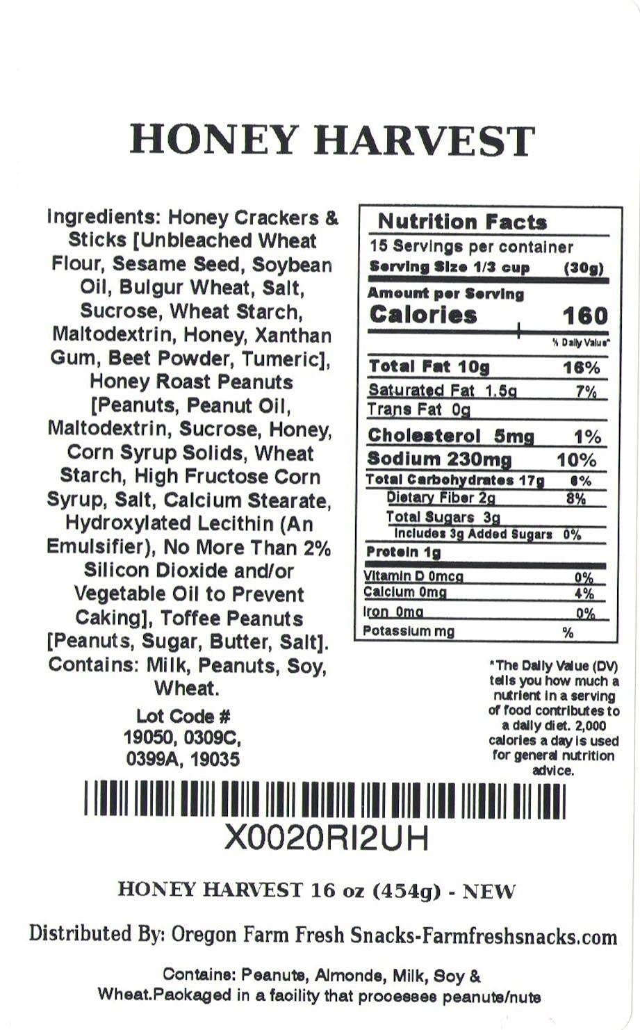 Oregon Farm Fresh Snacks Honey Roasted Nuts and Crackers Mix (16oz ...