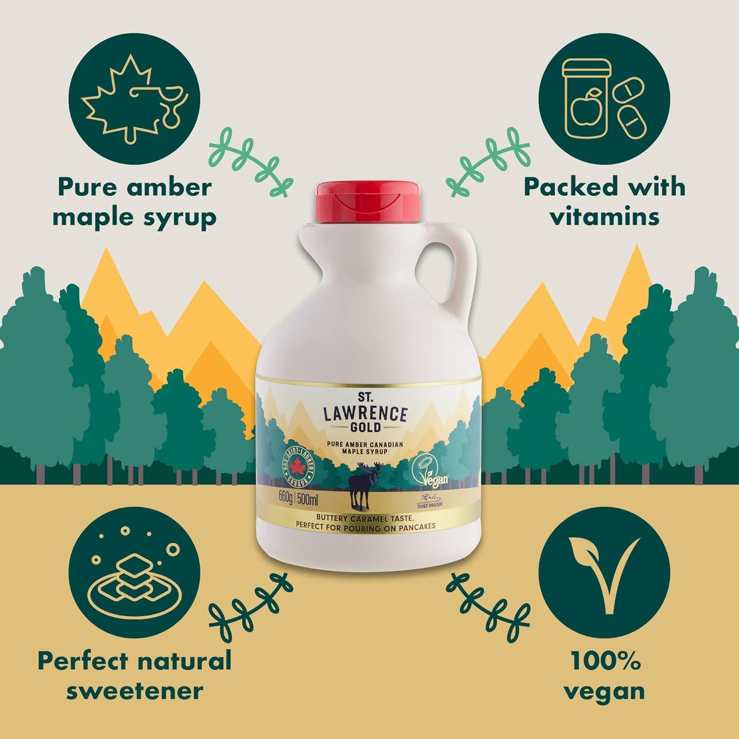 St Lawrence Gold Maple Syrup 500ml - Pure Canadian Amber Maple Syrup ...