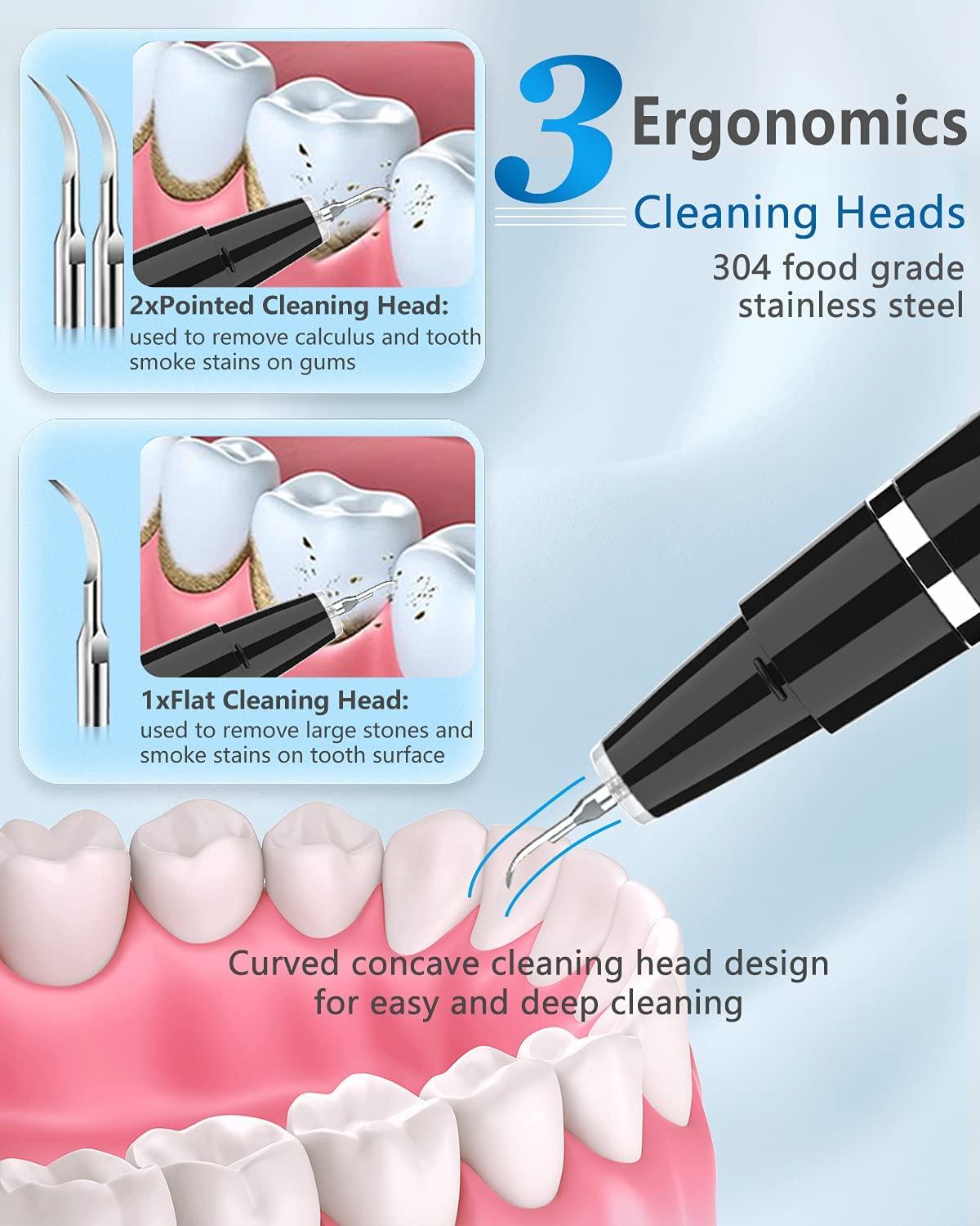 Ultrasonic Tooth Cleaner - Plaque Remover with 5 Adjustable Modes and ...