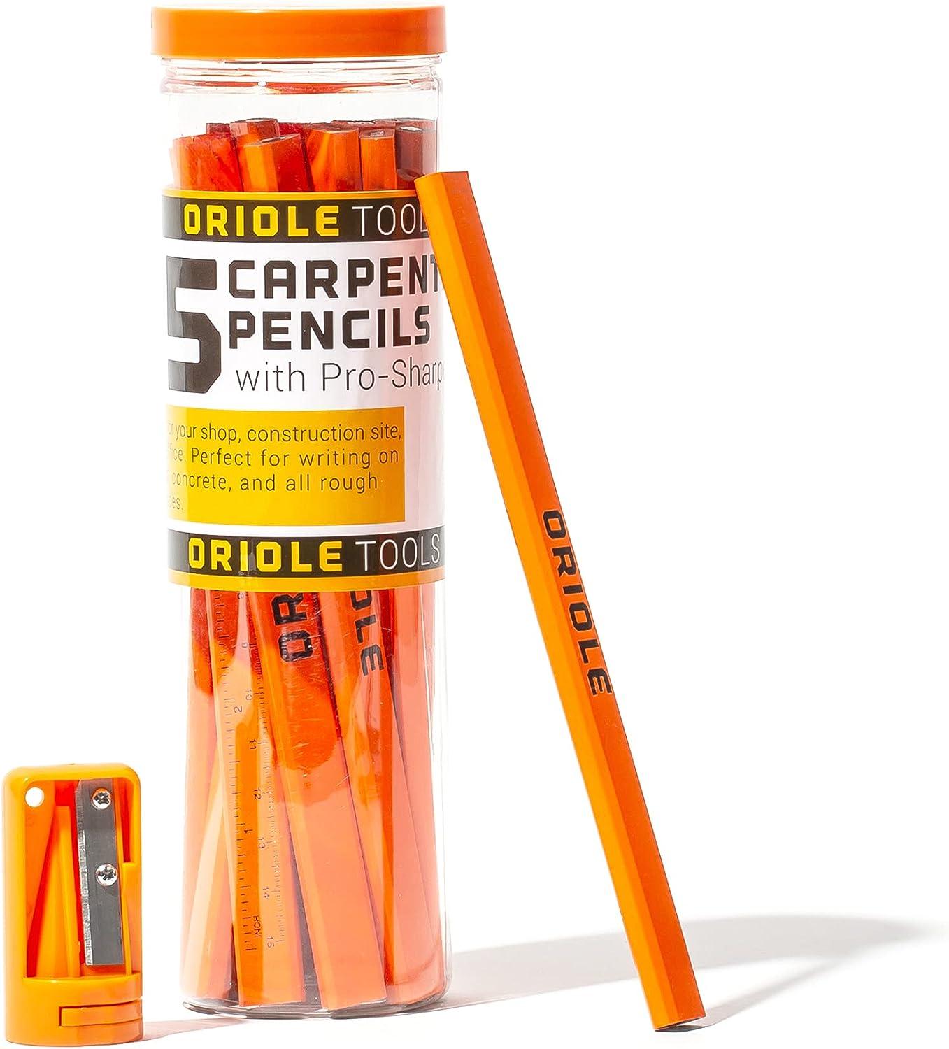 Orange Carpenter Pencil Set - Includes 15 Flat Construction Pencils ...