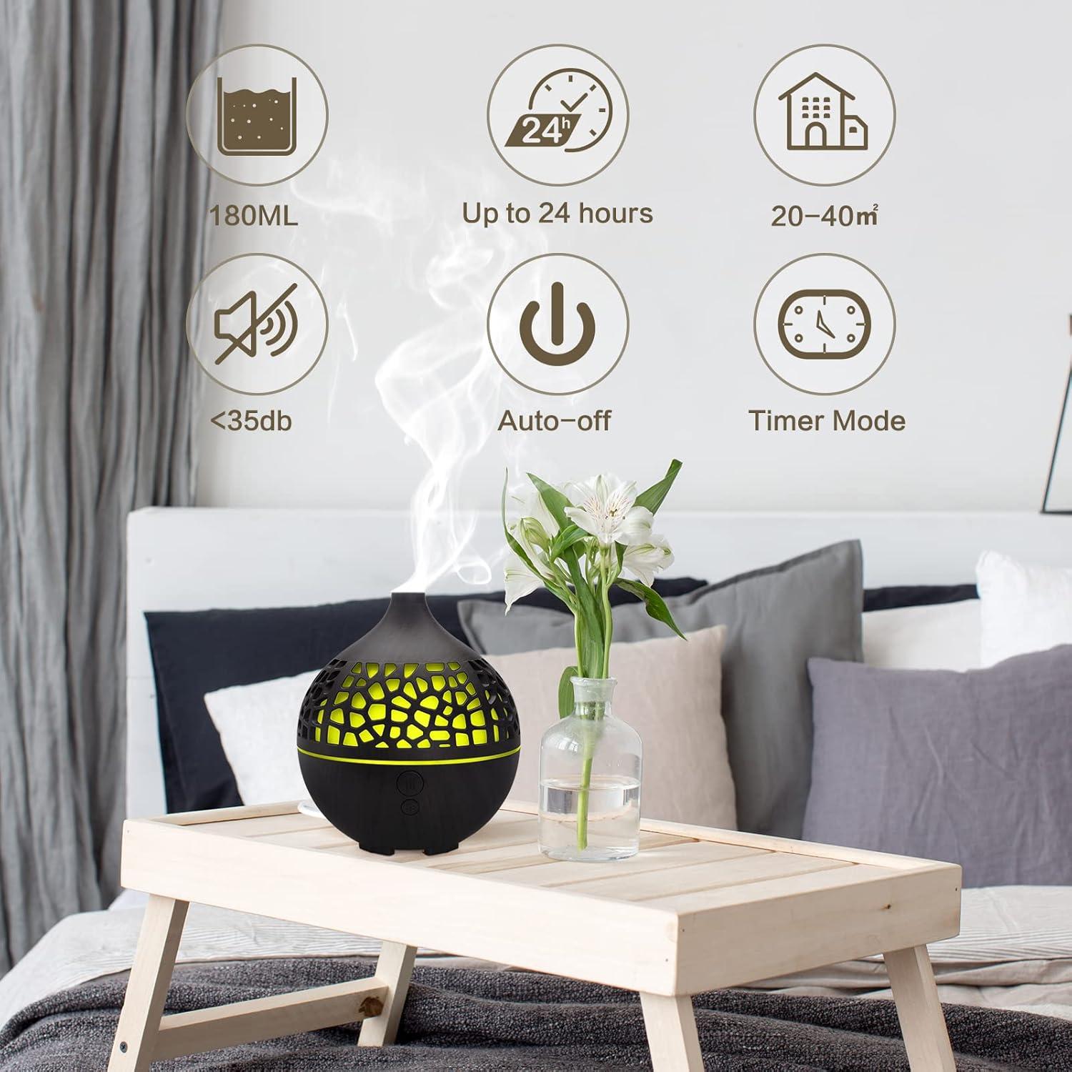 Bigqin 180ml Aroma Diffuser - Ultrasonic Aromatherapy Humidifier with 7 ...