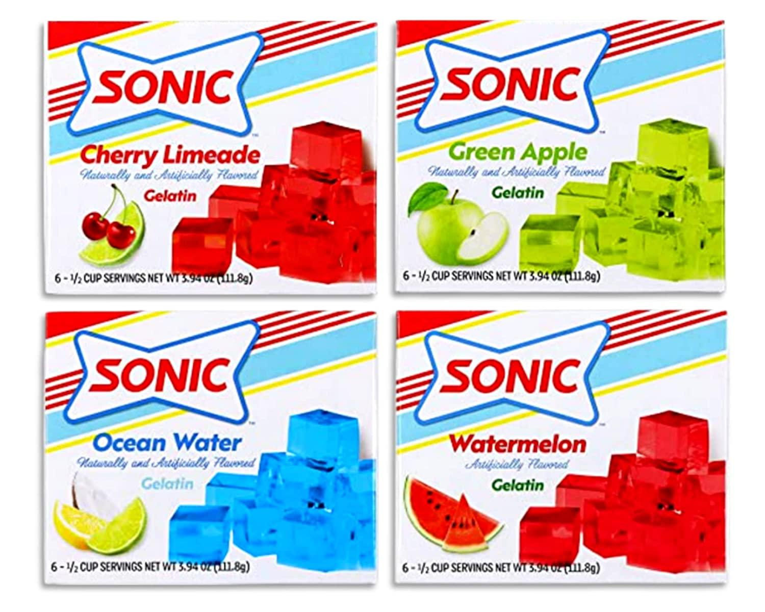 Flavored Gelatin Powdered Packets Variety Pack - 4 Boxes of Sonic ...