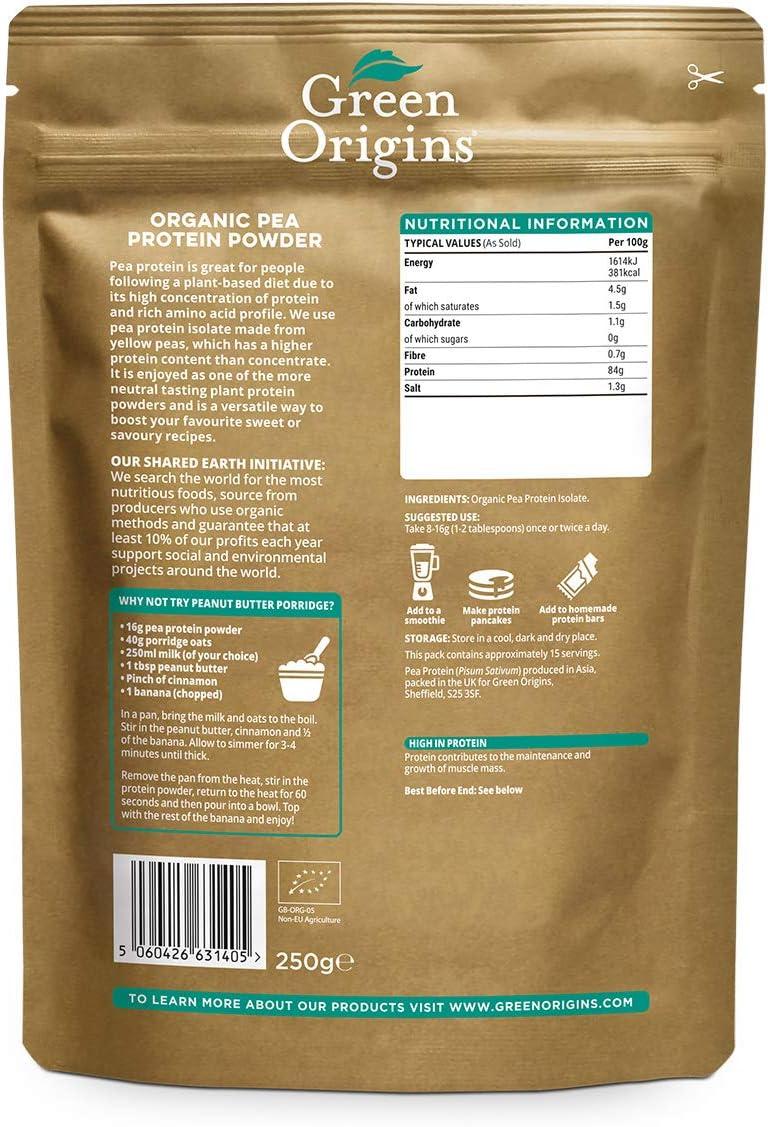 Green Origins Organic Pea Protein Isolate 250g - Pure Plant-based ...
