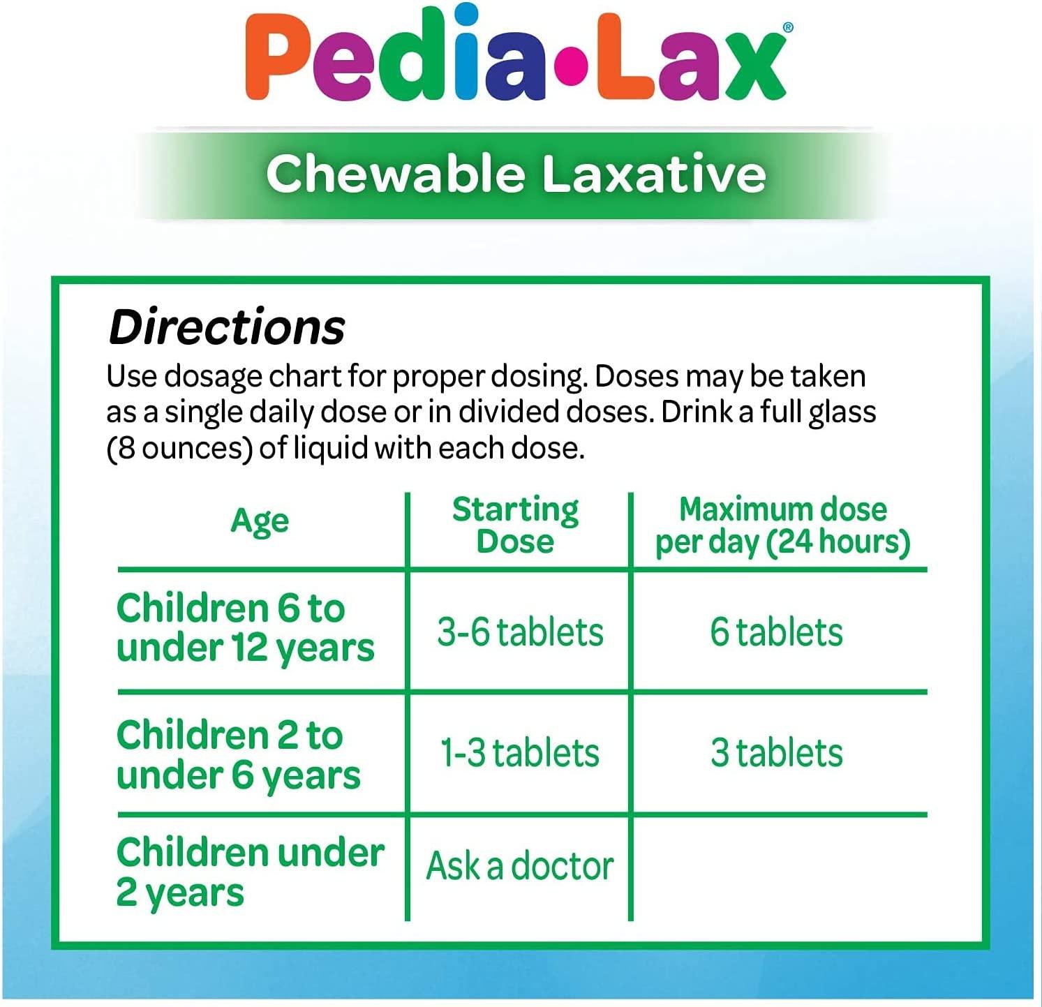 Pedia-Lax Kids Laxative Chewable Tablets, Watermelon Flavor - 30 Count ...