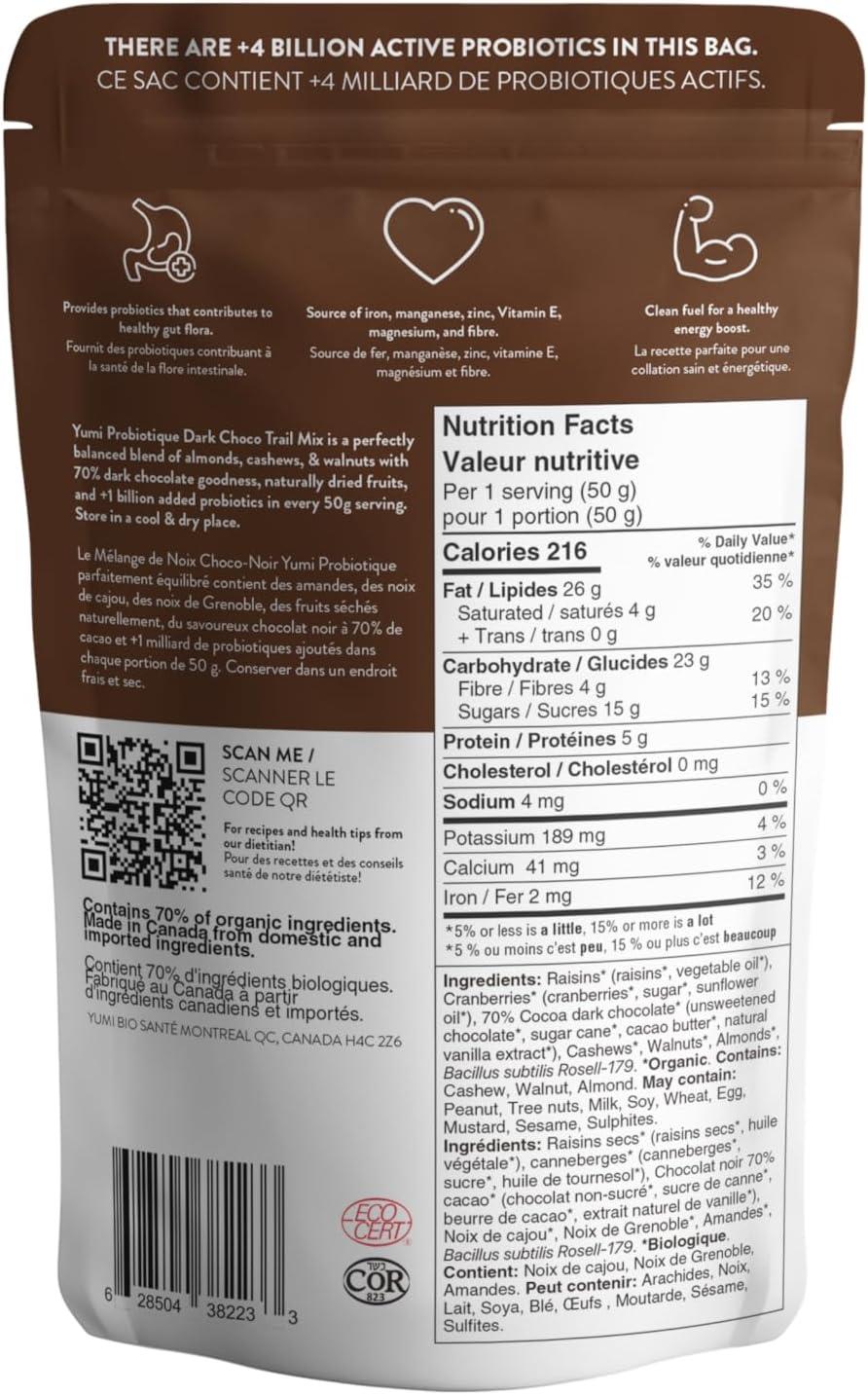 Yumi Probiotique Dark Chocolate Trail Mix 1 Billion probiotics per ...