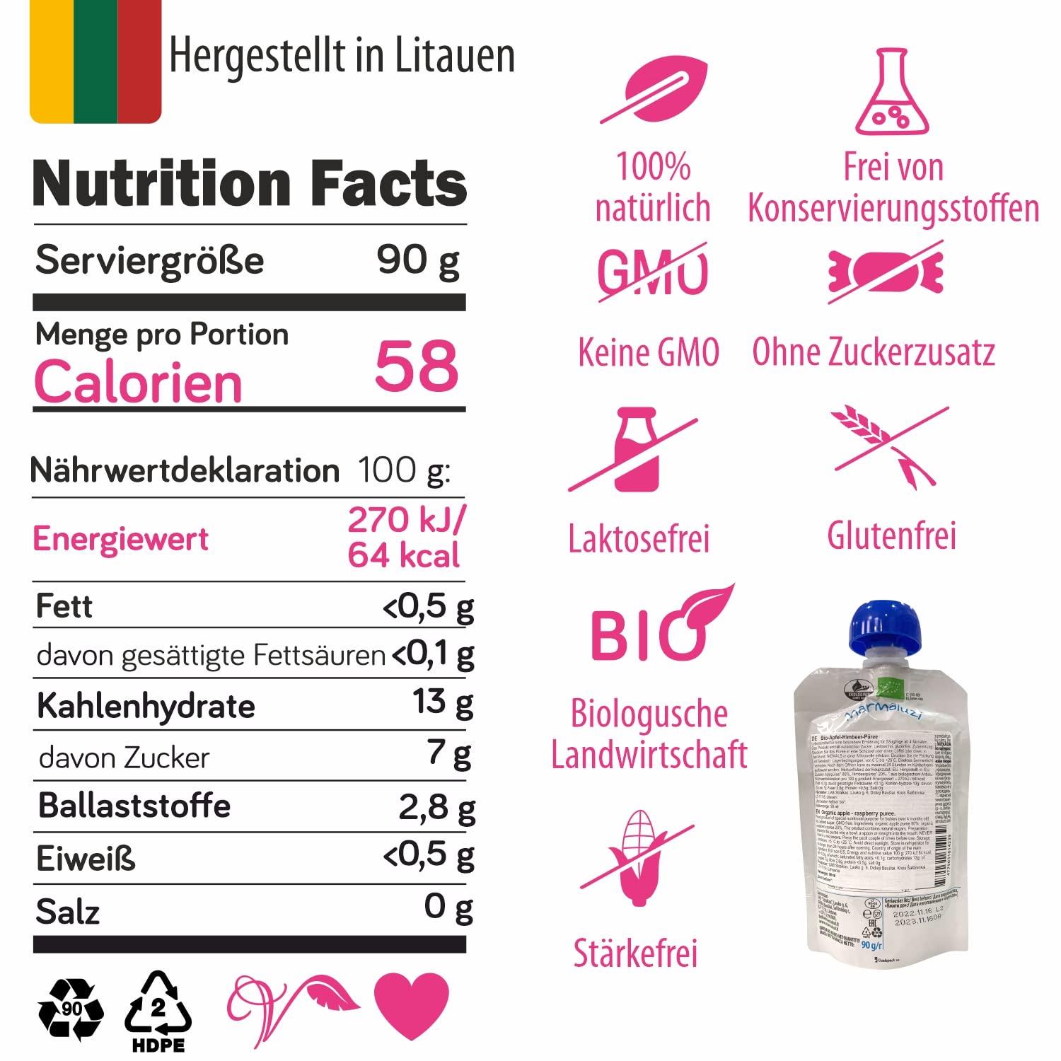 Organic Quetschies by Marmaluzi - Premium Baby Fruit Puree (Apple ...
