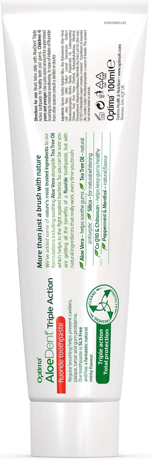 AloeDent Triple Action Aloe Vera Toothpaste 100ml | Fluoride-Free ...