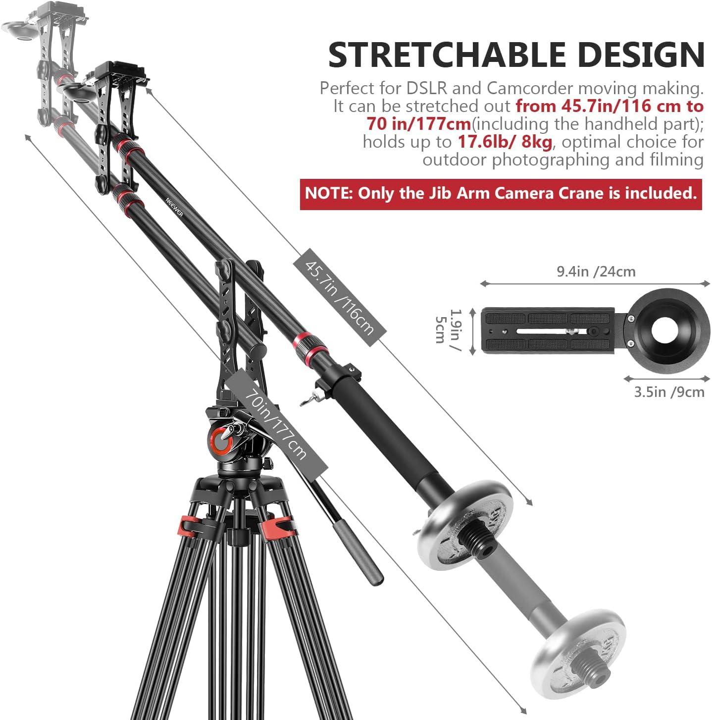 Neewer 70 Carbon Fiber Jib Arm Camera Crane w/ Quick Shoe Plate - Supports DSLR Video Cameras up ...