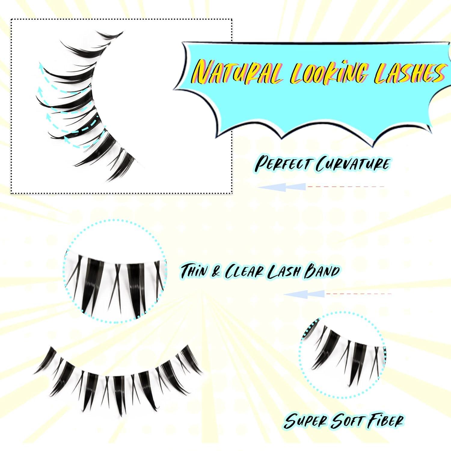 Emeda Anime Eyelashes - 10 Pairs of Japanese Manga False Lashes for ...