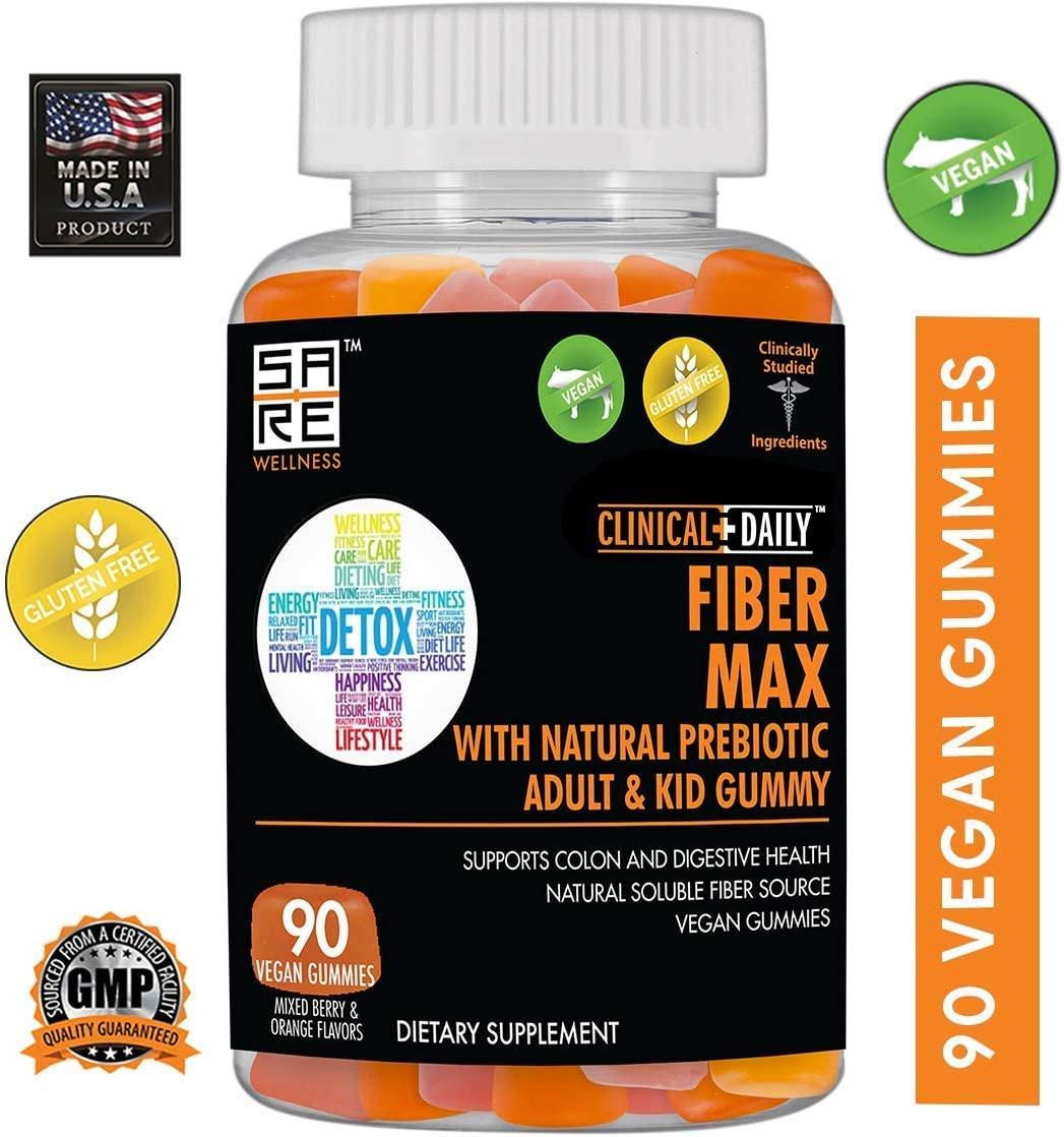 CLINICAL DAILY Fiber Max Vegan High Fiber Gummies - Constipation Relief ...