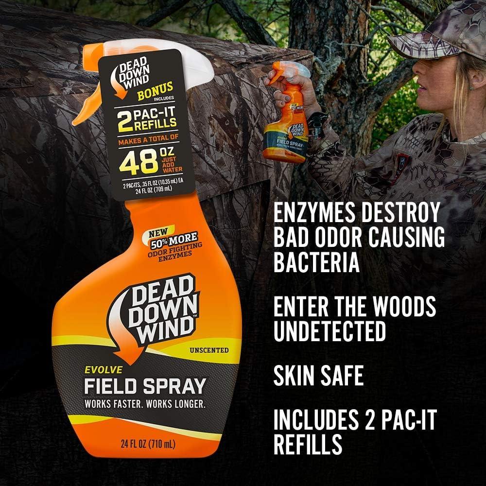 Dead Down Wind Evolve Field Spray 24oz Bottle with 2 Pac-It Refills ...
