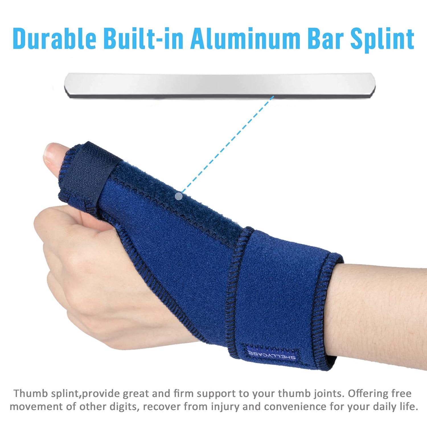 Thumb Brace Shellvcase Reversible Thumb & Wrist Stabilizer Splint for Pain Relief - Blue (Right ...
