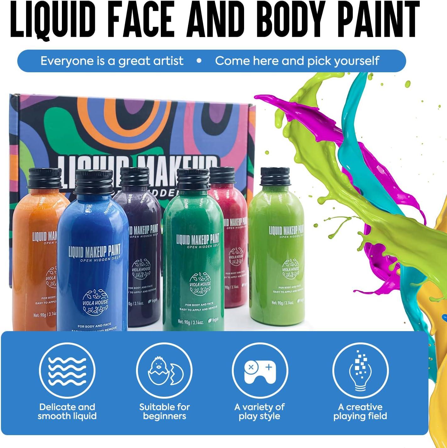 VIOLA HOUSE 6 Colors Face Body Paint Set for Adults Halloween Party ...