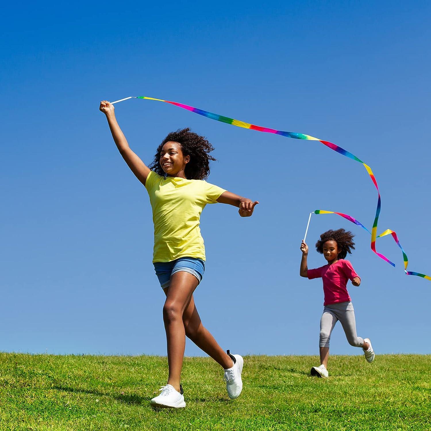 50 Piece Rainbow Dance Ribbon Set - 78.7 Inch Gymnastics Streamers for ...