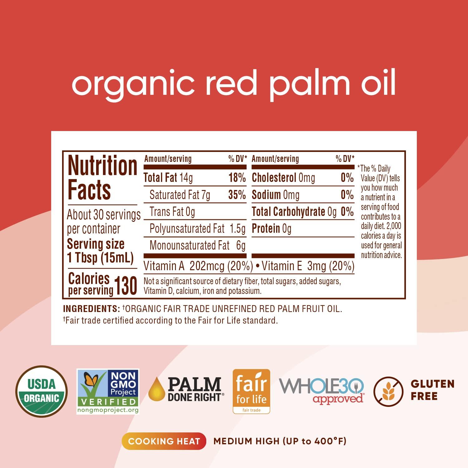 Nutiva Organic Red Palm Oil Unrefined 15 fl oz - Pack of 2 | 100% Pure & Natural | Buy Now with ...
