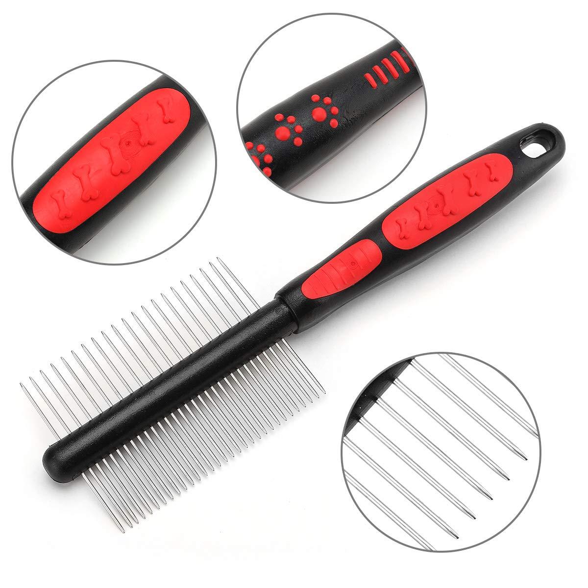 Double Sided Stainless Steel Dog Grooming Comb | Removes Tangles, Knots ...