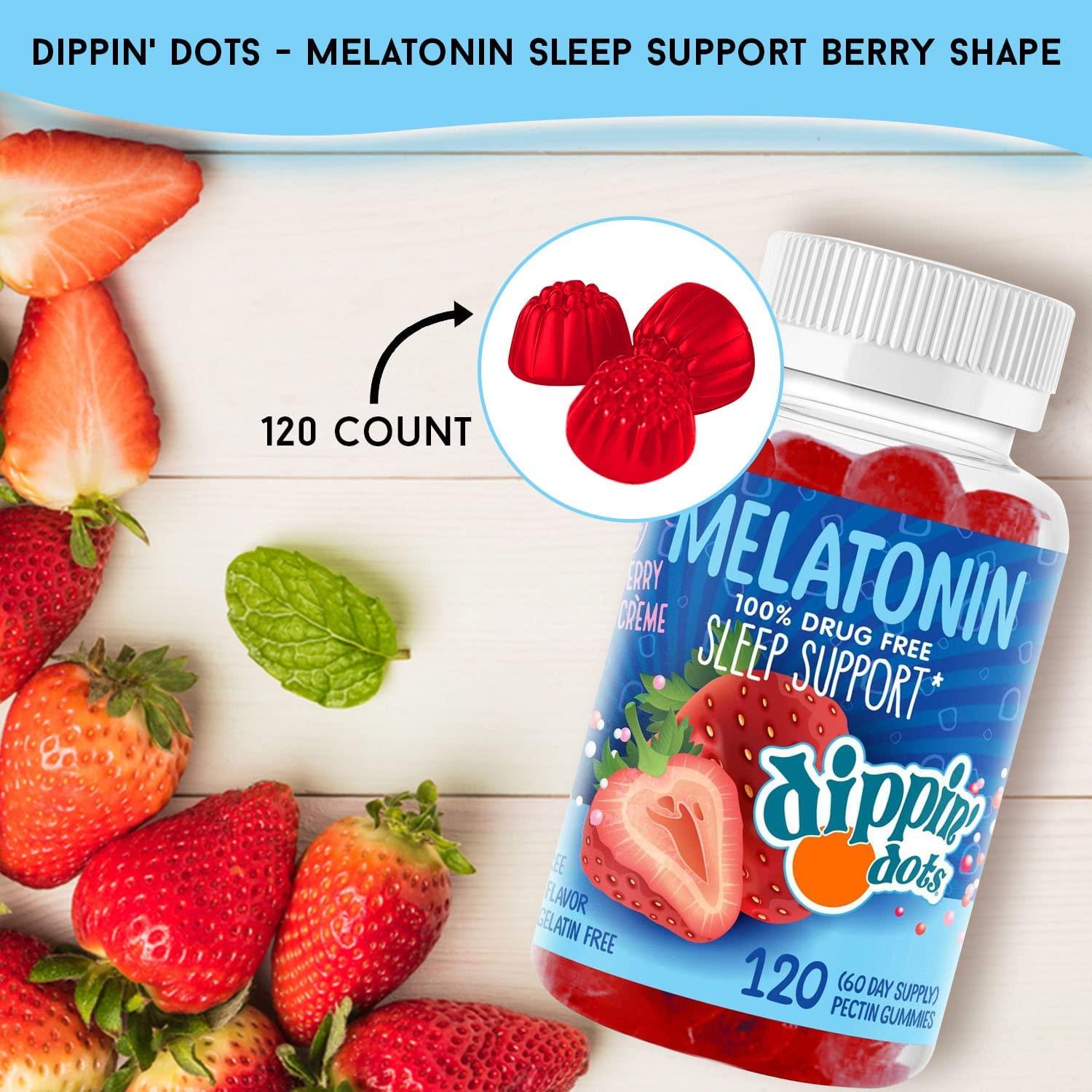 Dippin' Dots Melatonin Sleep Support Gummies - Strawberry Sunset Creme ...
