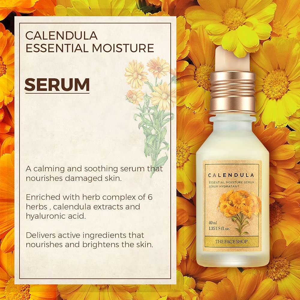 The Face Shop Calendula Essential Moisture Serum 1.35 Fl Oz | Hydrating ...