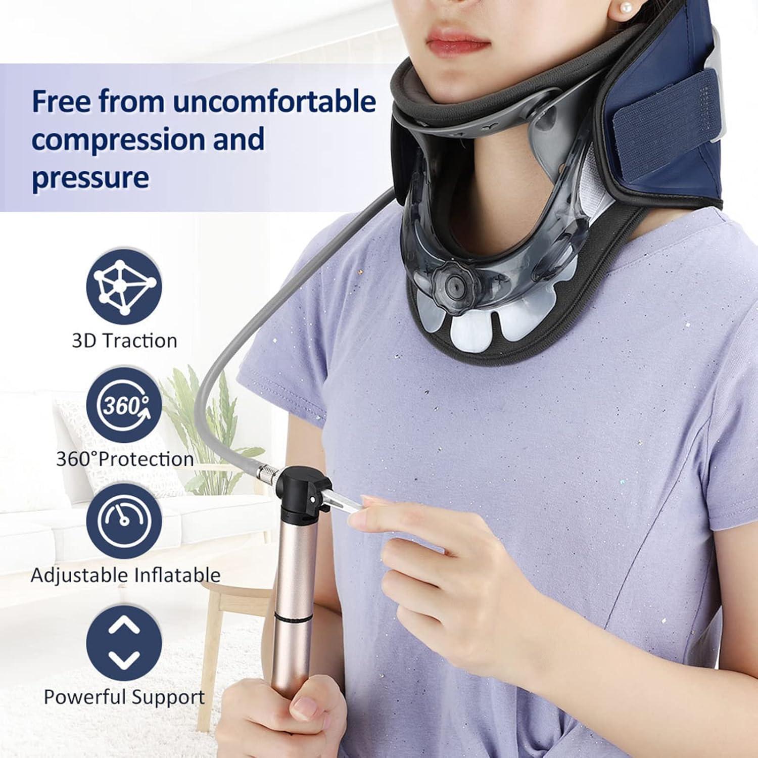 Adjustable Inflatable Neck Support & Cervical Traction Device ...