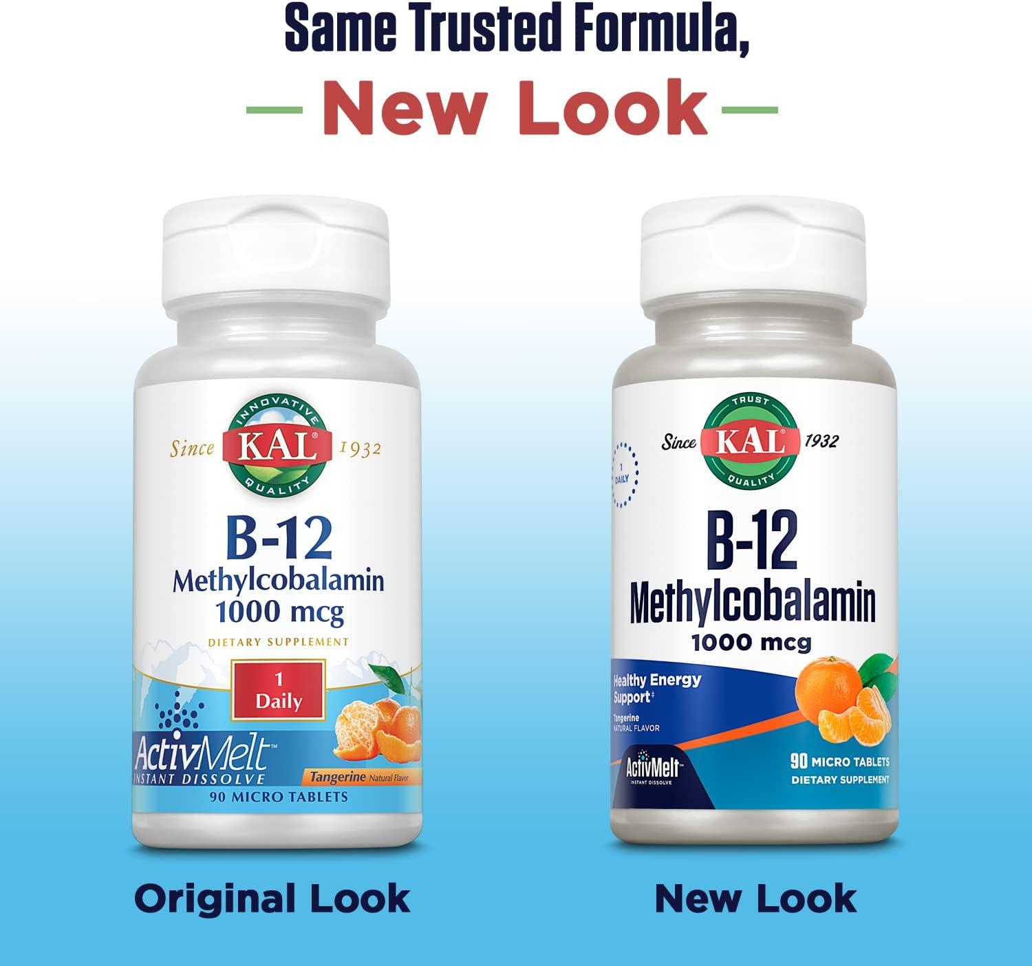 KAL Vitamin B12 Methylcobalamin 1000mcg - Nerve & Red Blood Cell ...