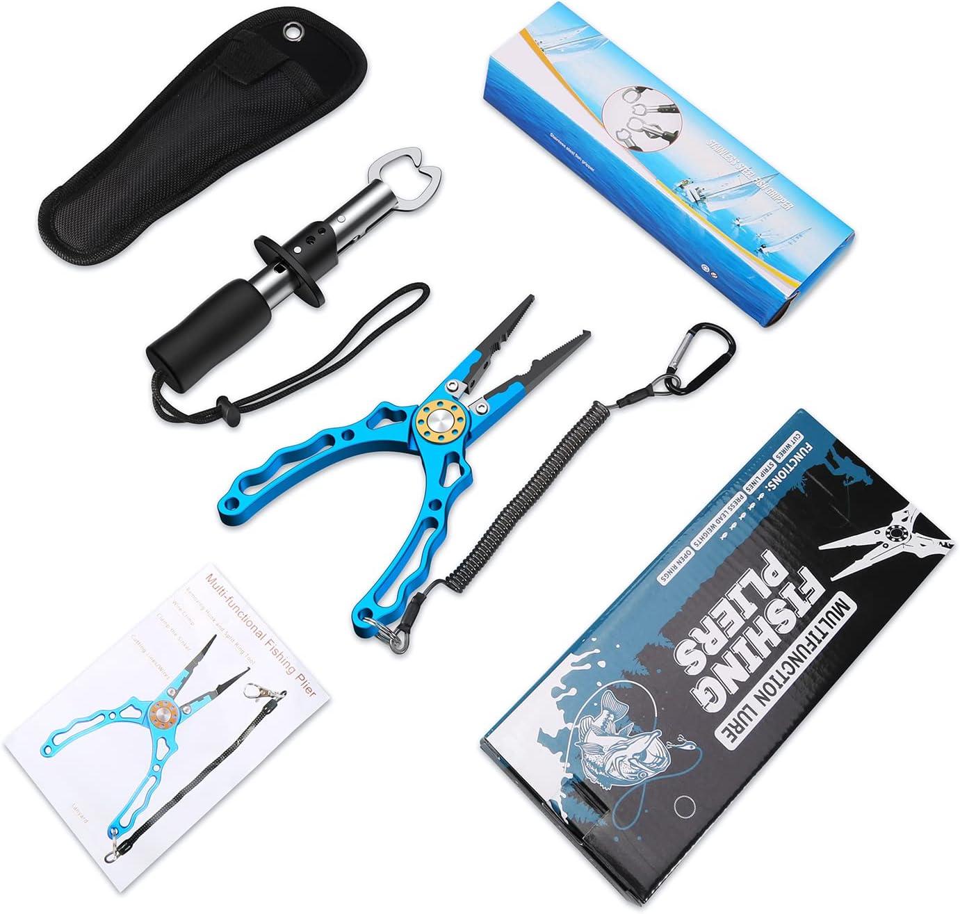 AMIR Fishing Pliers with Fish Lip Gripper | Multi-Function Tool Set for ...