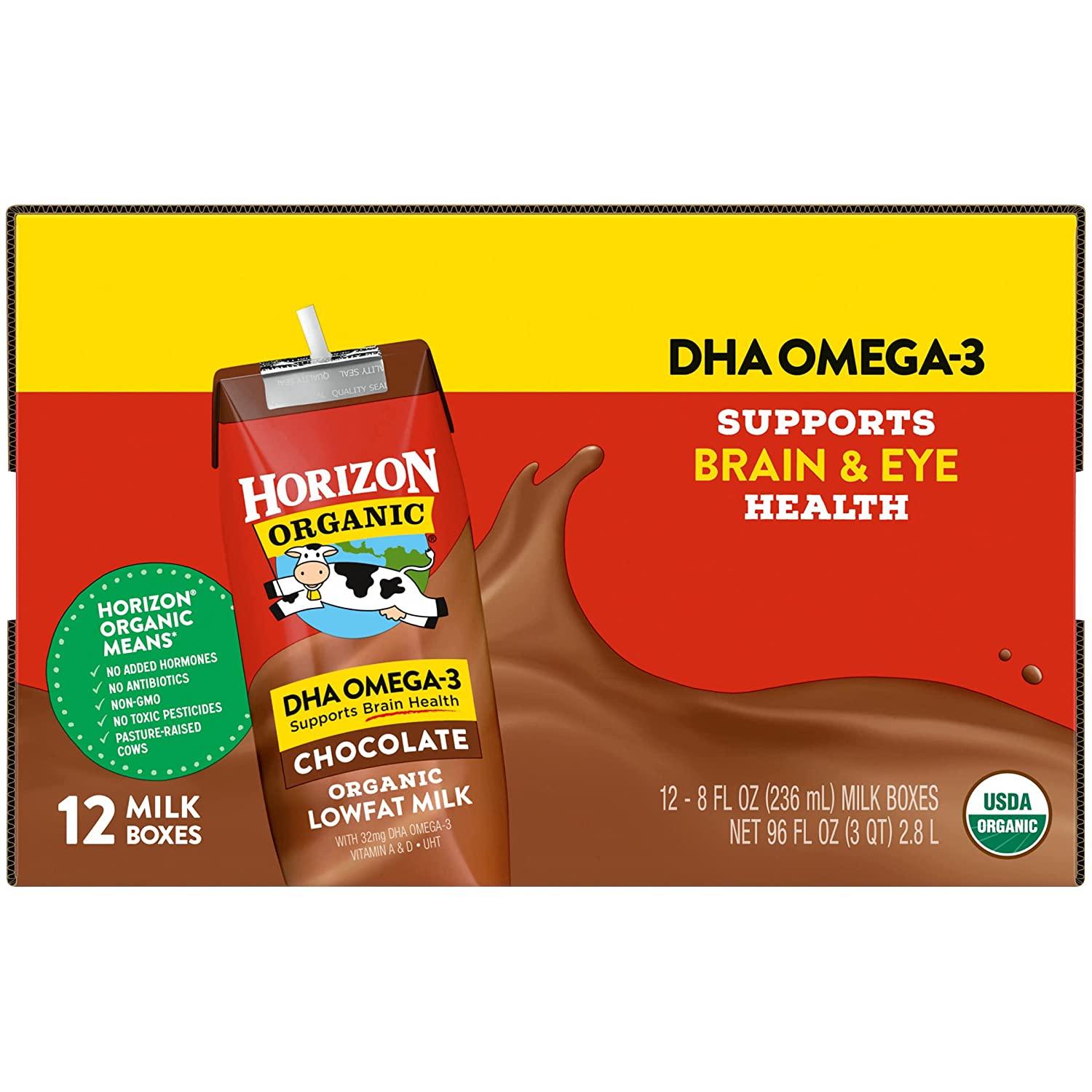 Horizon Organic Chocolate Lowfat Milk Boxes with DHA Omega-3 8 Fl Oz ...
