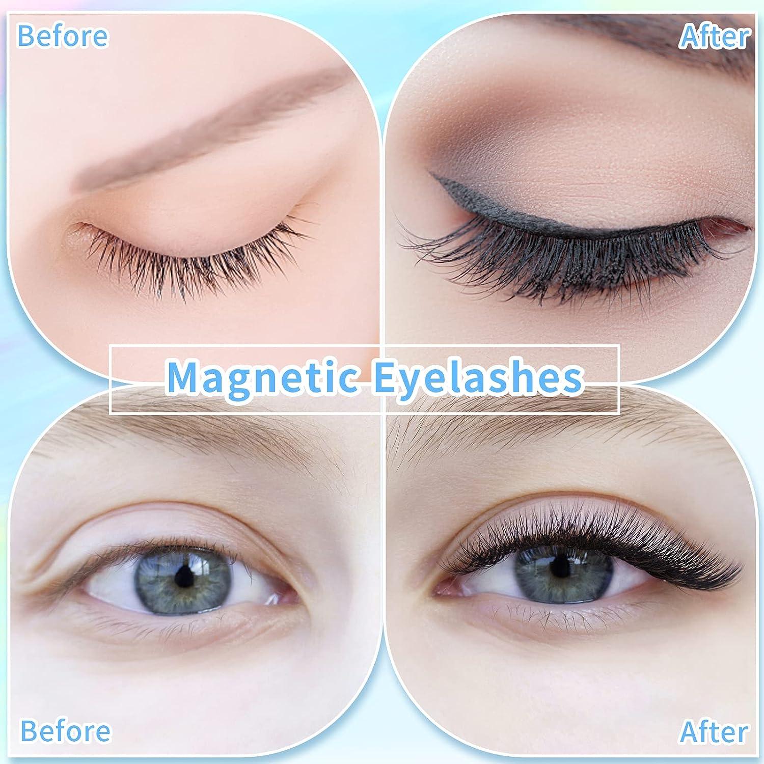 Magnetic Eyelashes Kit with 2 Reusable 3D Strong Magnetic Lashes ...