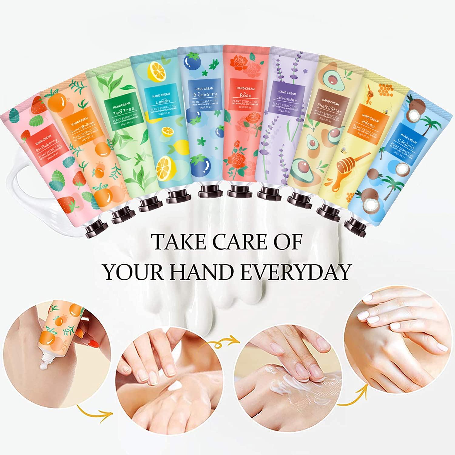10 Pack Natural Plant Fragrance Hand Cream Gift Set for Dry Cracked Hands - Moisturizing Mini ...