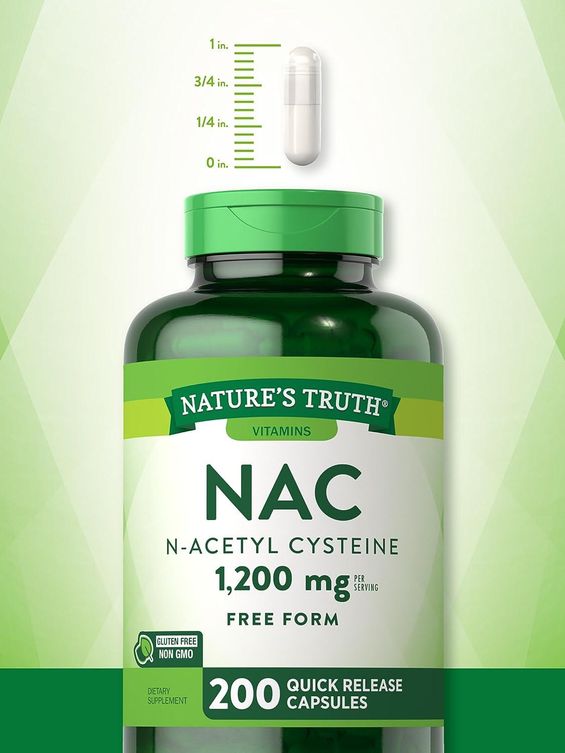 Nature's Truth NAC Supplement | N-Acetyl Cysteine | 1 200mg | 200 ...