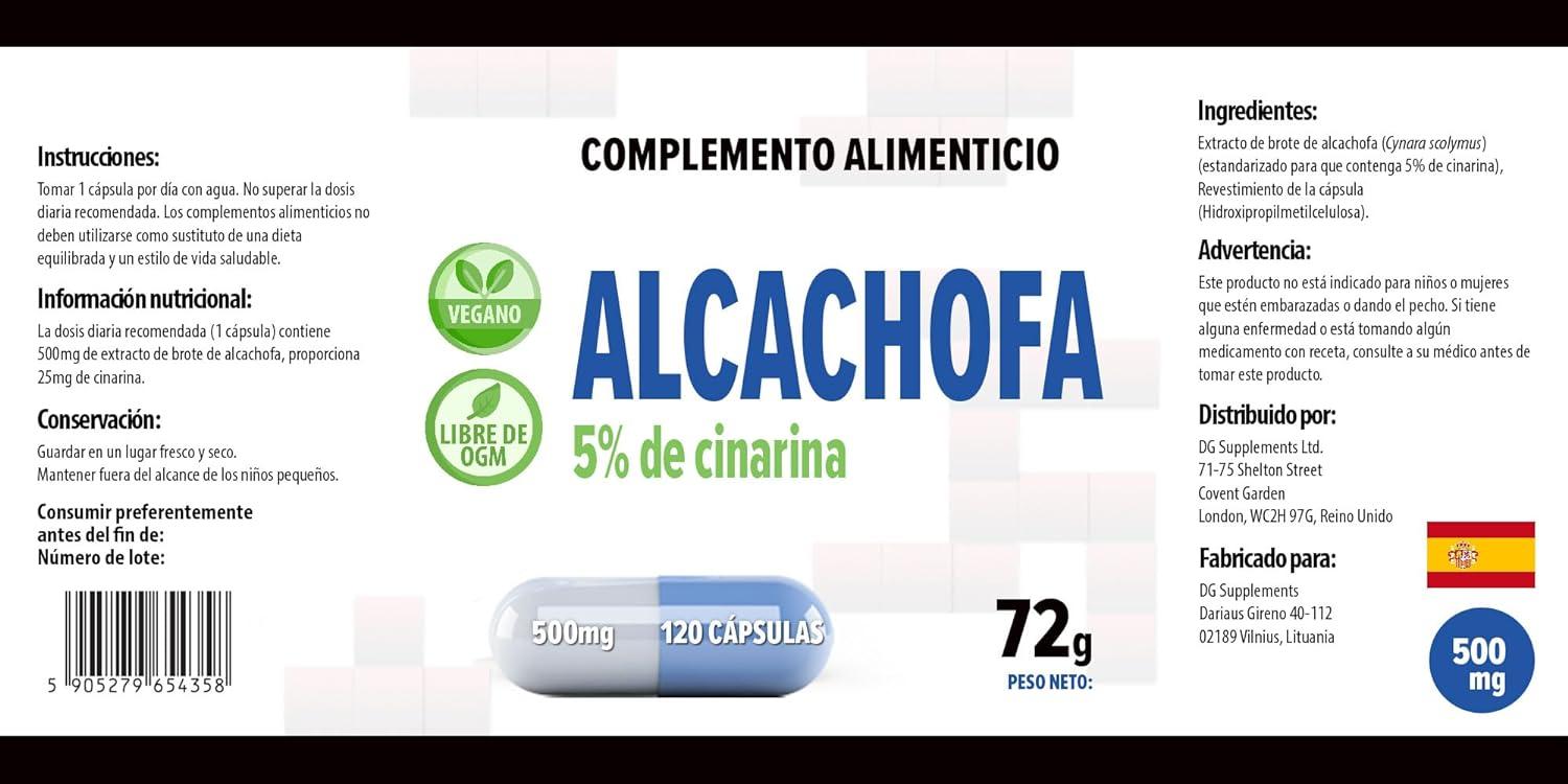 Hepatica Artichoke Extract 500mg | 120 Vegan Capsules | 5% Cynarin ...