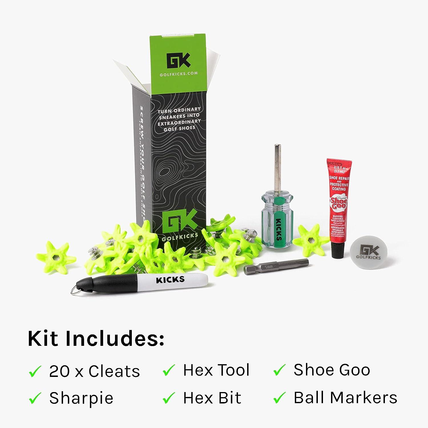 Golfkicks DIY Golf Spike Traction Kit - 20 Black Soft Spikes for Any ...