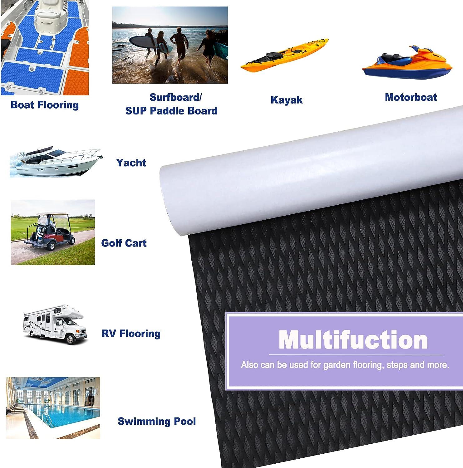 HZSHARK Surfboard Traction Pad Deck Grip Mat | Black Non-Slip EVA Foam ...