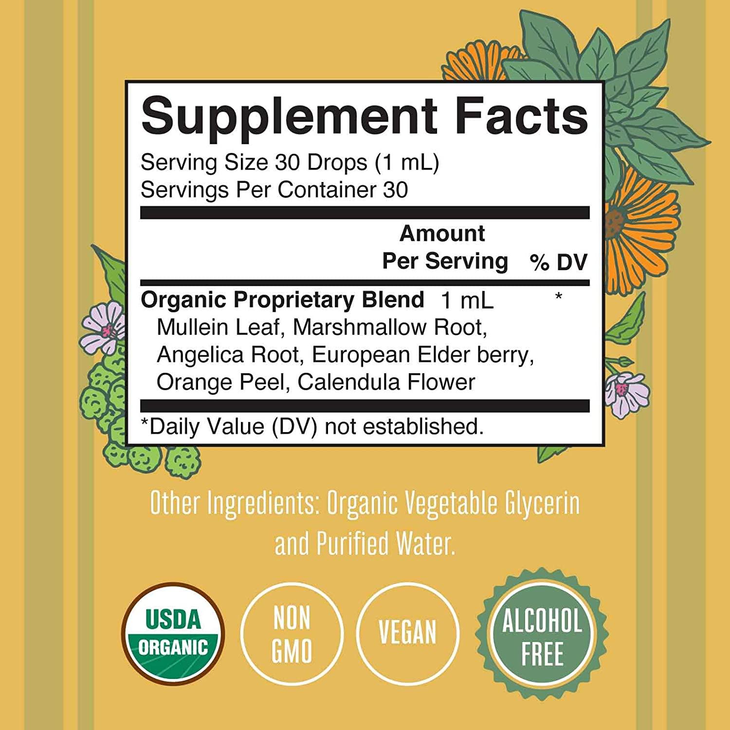 Organic Respiratory Health Drops with Mullein, Marshmallow Root ...