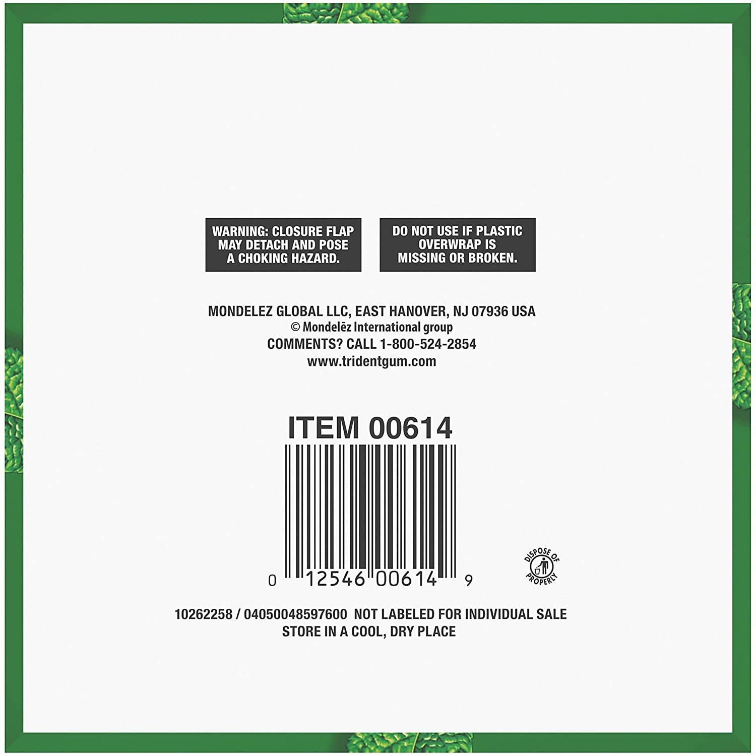 Trident Unwrapped Spearmint Sugar Free Gum 4 Bottles of 50 Pieces (200 ...