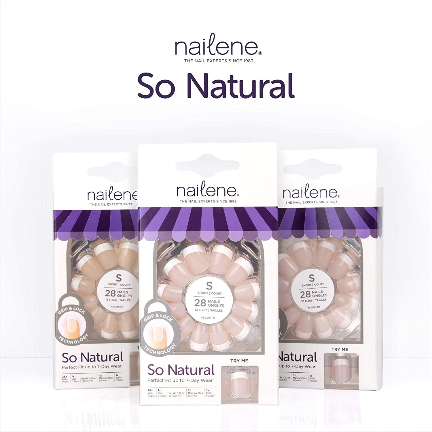 Nailene So Natural Short French Pink Fake Nail Kit | 28 Nails & Glue ...
