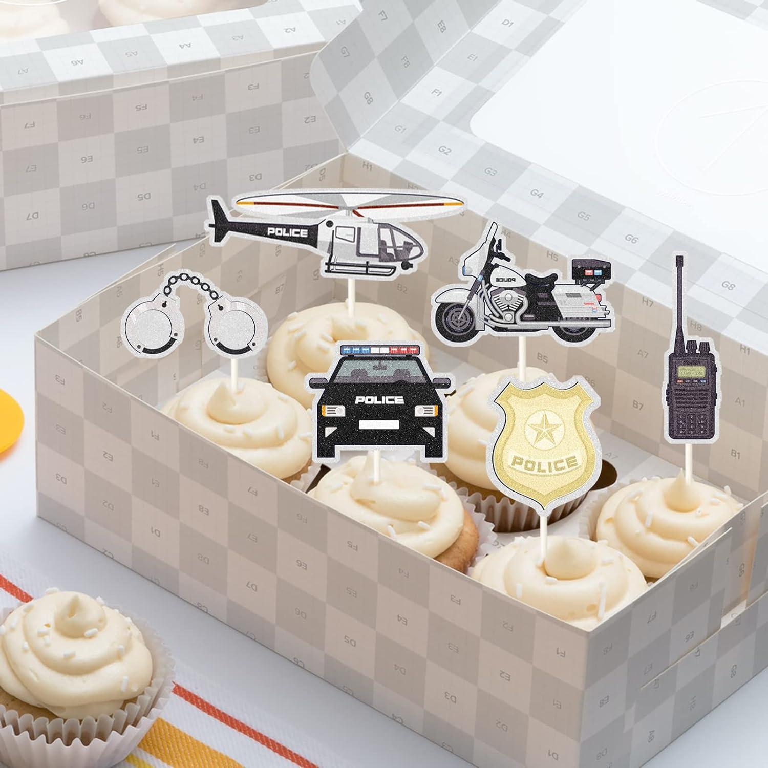 MEFENG Police Cupcake Topper Policeman Cupcake Topper Police Theme ...