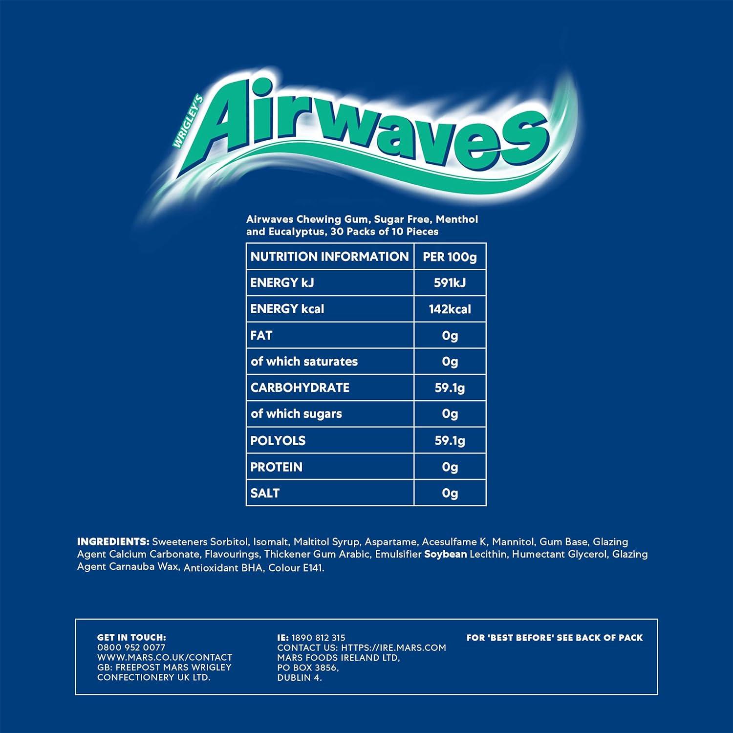 Airwaves Extreme Sugarfree Chewing Gum with Menthol Freshness 30 Packs ...