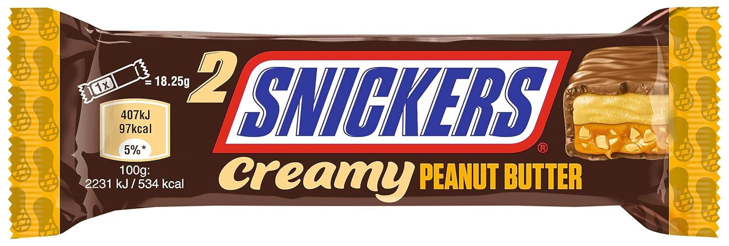 Buy Snickers Creamy Peanut Butter Bars - Milk Chocolate Filled with ...