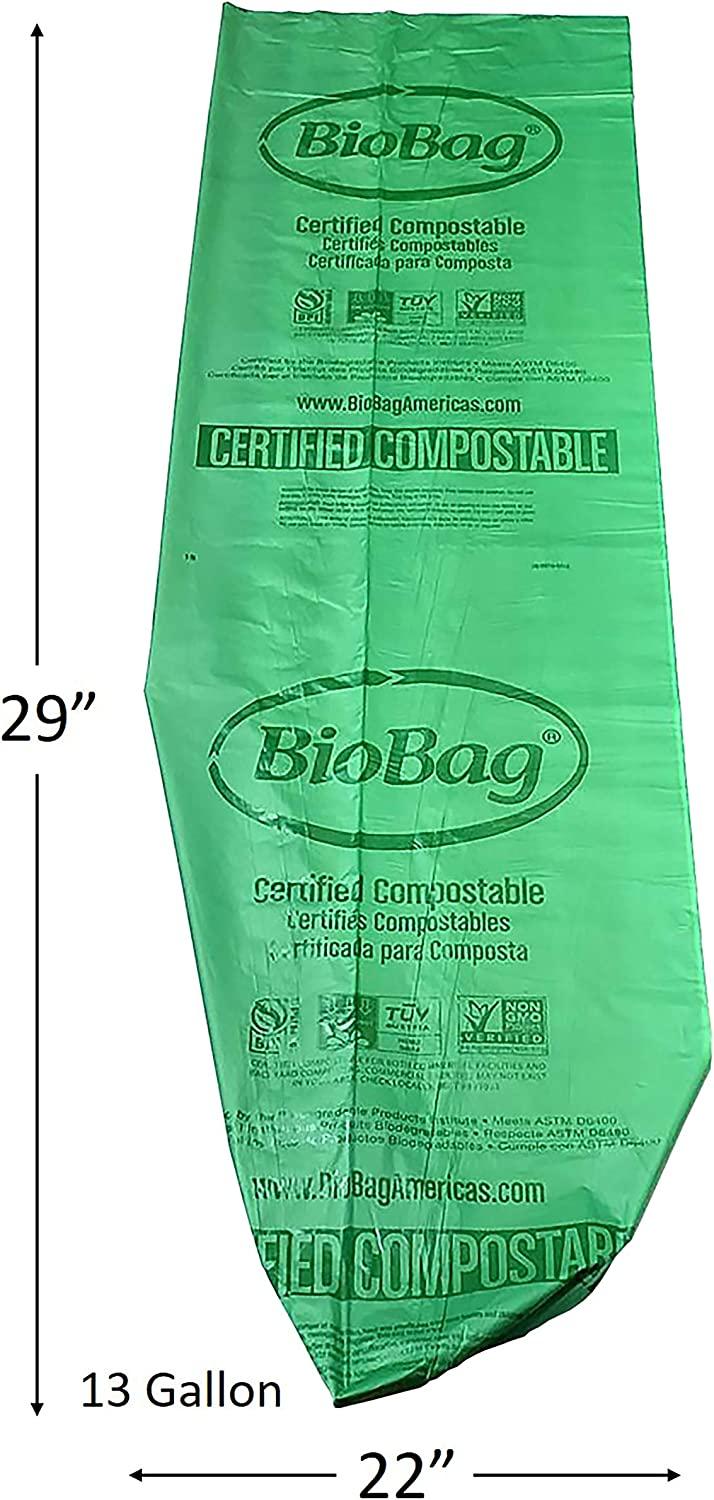 BioBag USA 13 Gallon Compostable Bags 48 Count - Certified 100% ...