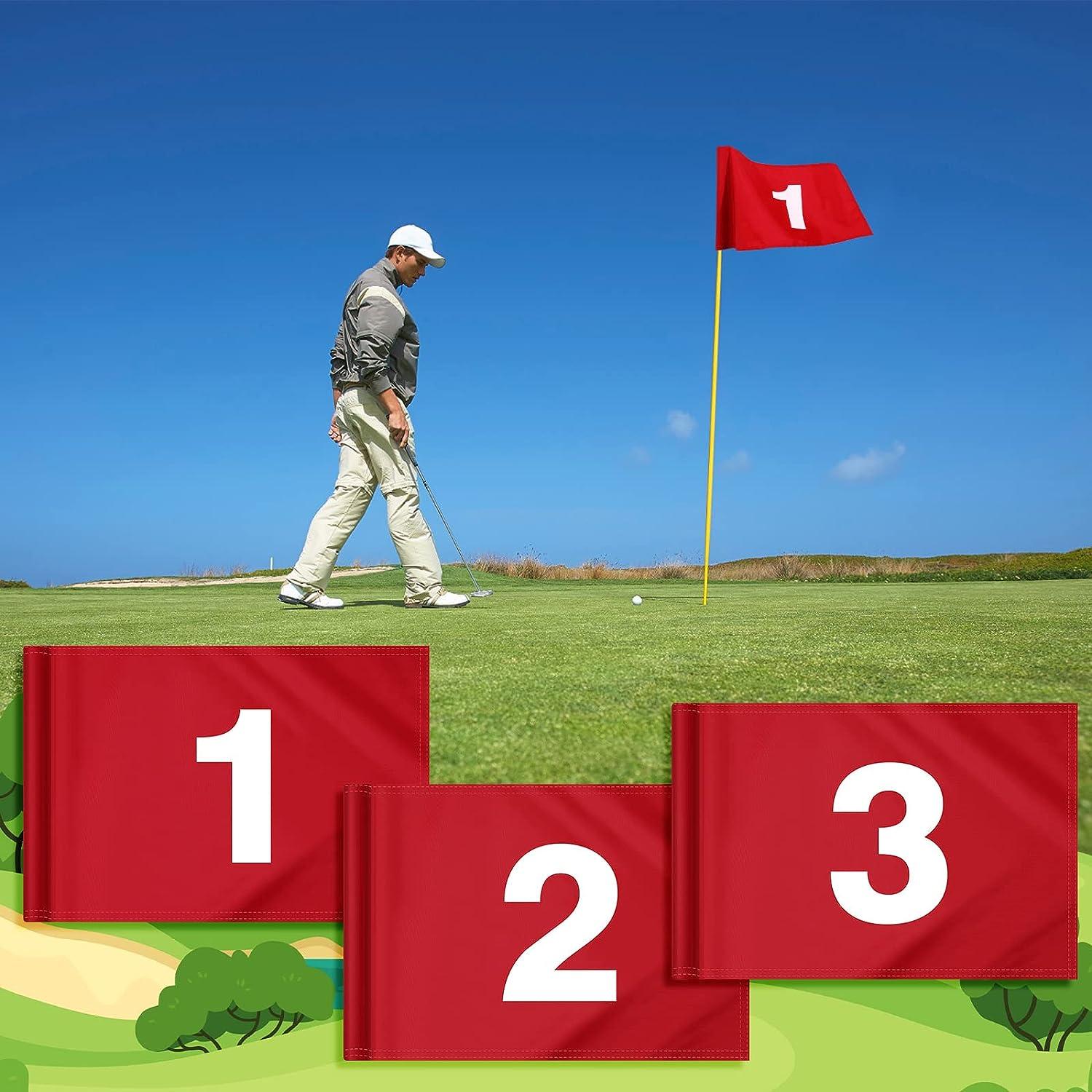 9-Piece Large Numbered Golf Flags Set - 20'' x 14'' Oversize Putting ...