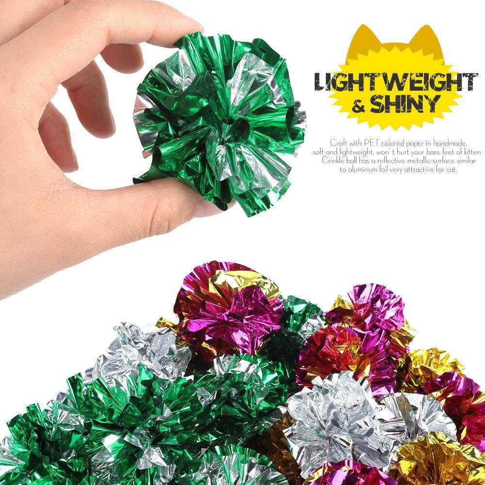 Bestsupplier 25 Pack Crinkle Balls Cat Toys - Mylar Crinkle Balls for ...