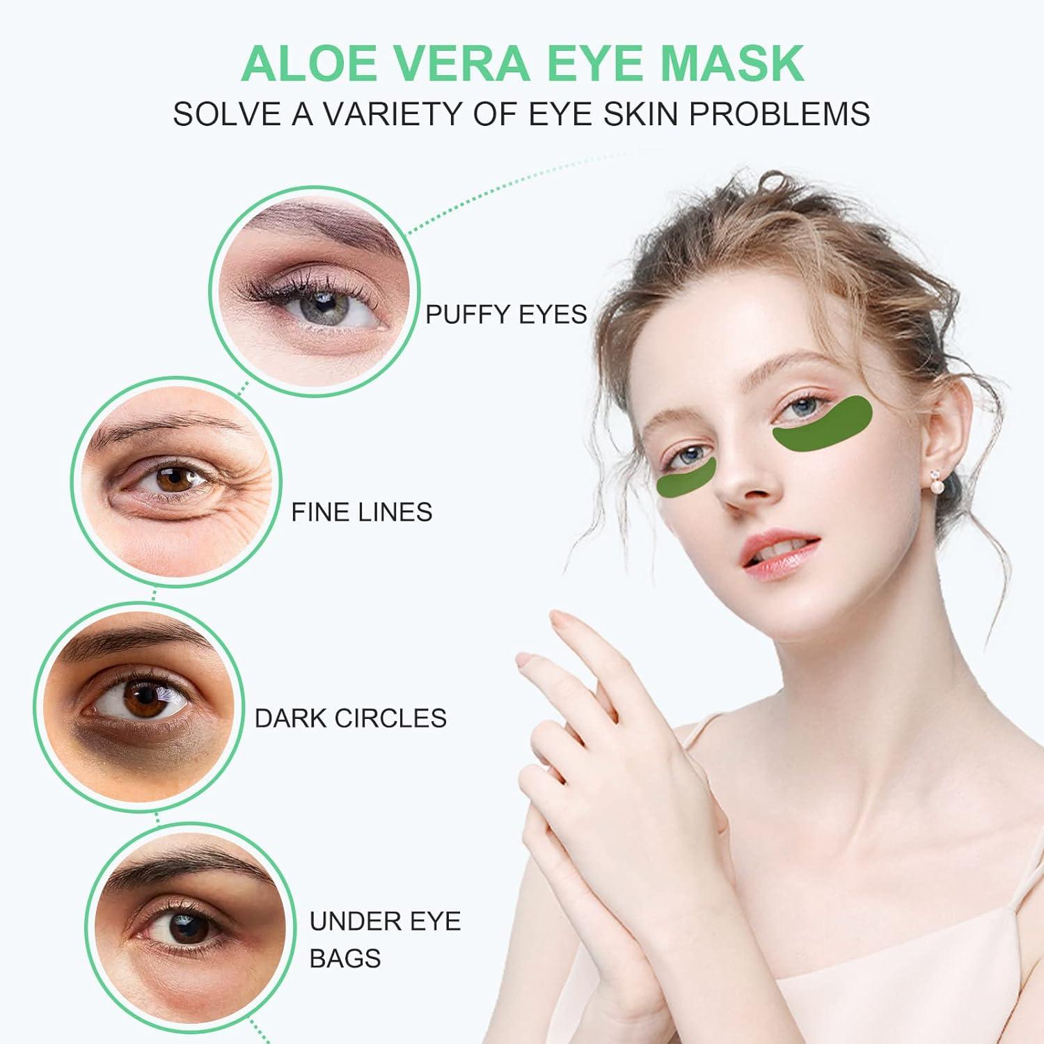 Asybo Aloe Vera Eye Mask - 60 PCs for Dark Circles Puffiness & Fine ...