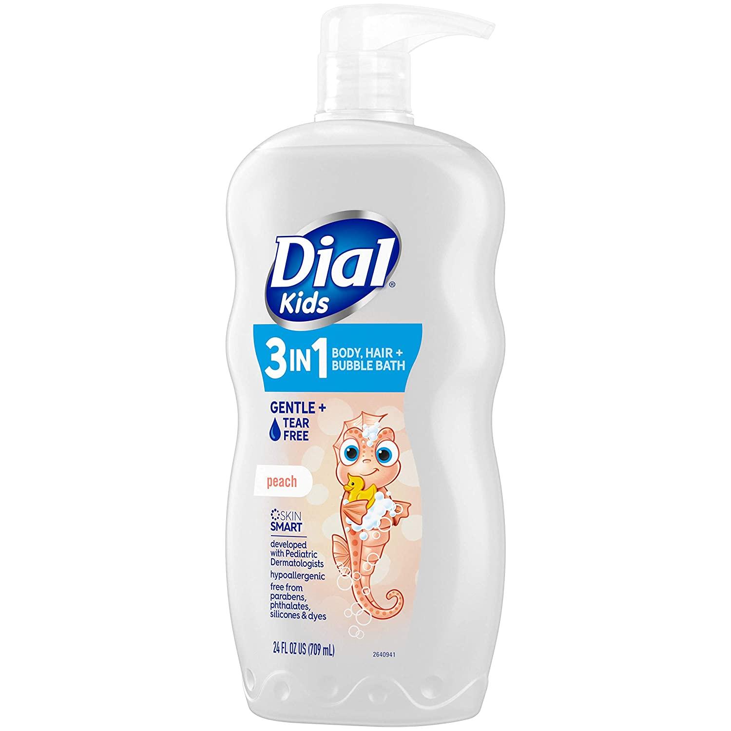 Dial Kids 3-in-1 Body + Hair + Bubble Bath, Peach - 24 fl oz (Pack of 4 ...