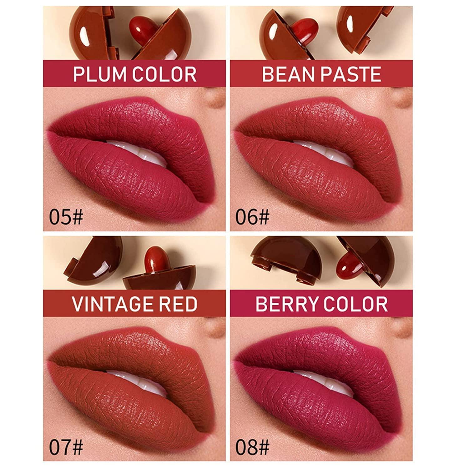 Chocolate Lipstick Set: 8 Waterproof Mini Capsule Pills in Matte Velvet ...