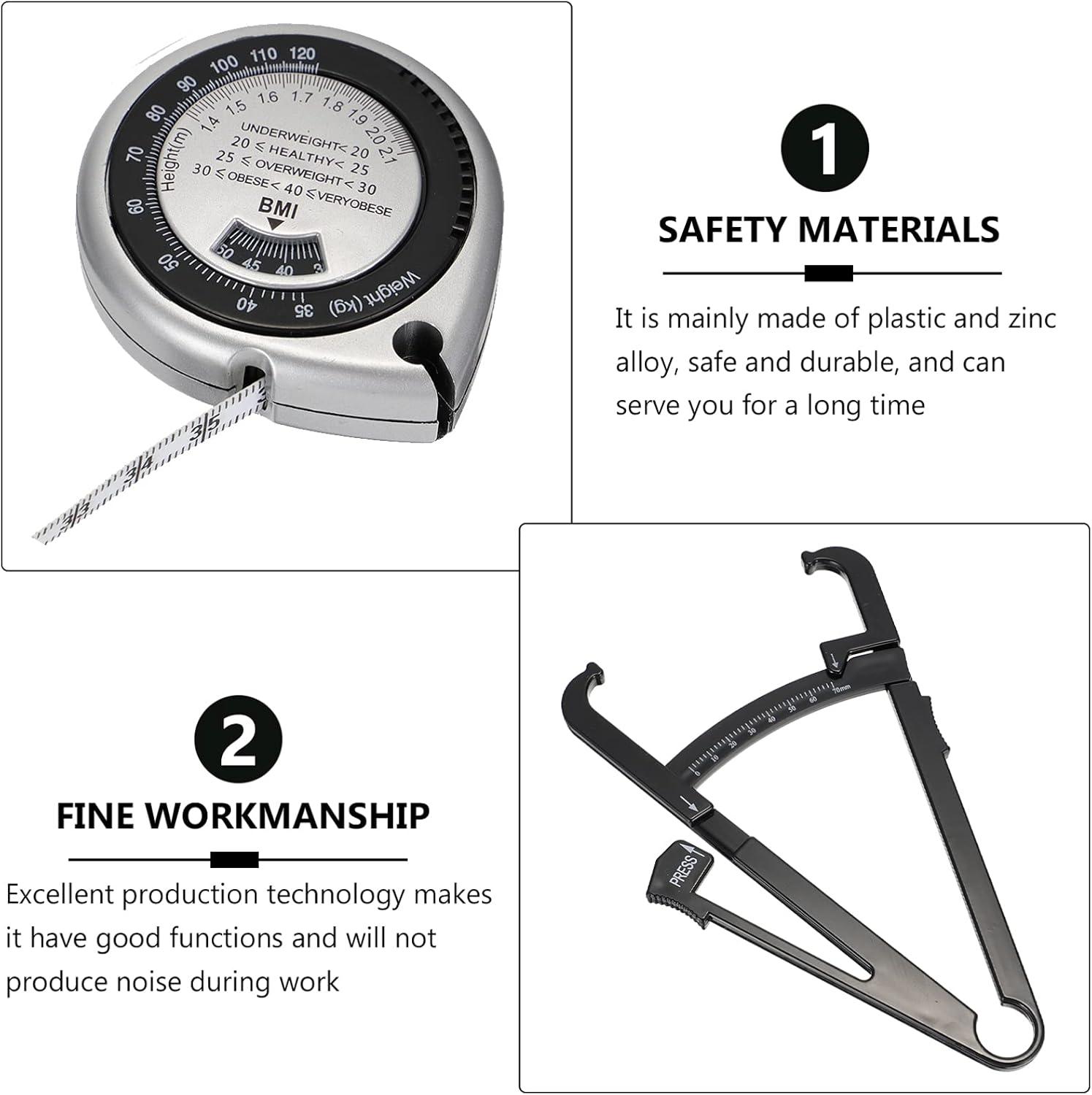 Hemoton Body Fat Calipers with Measuring Tape Precision Skin Fold ...